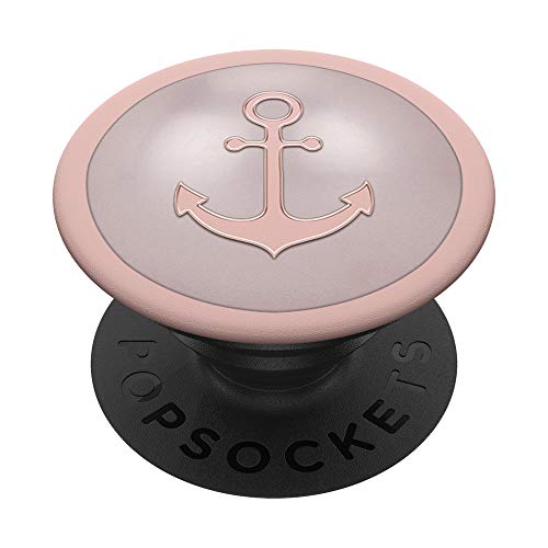 Grip Anchor Golden Rose On Pink Nautical Design PopSockets PopGrip: Swappable Grip for Phones & Tablets