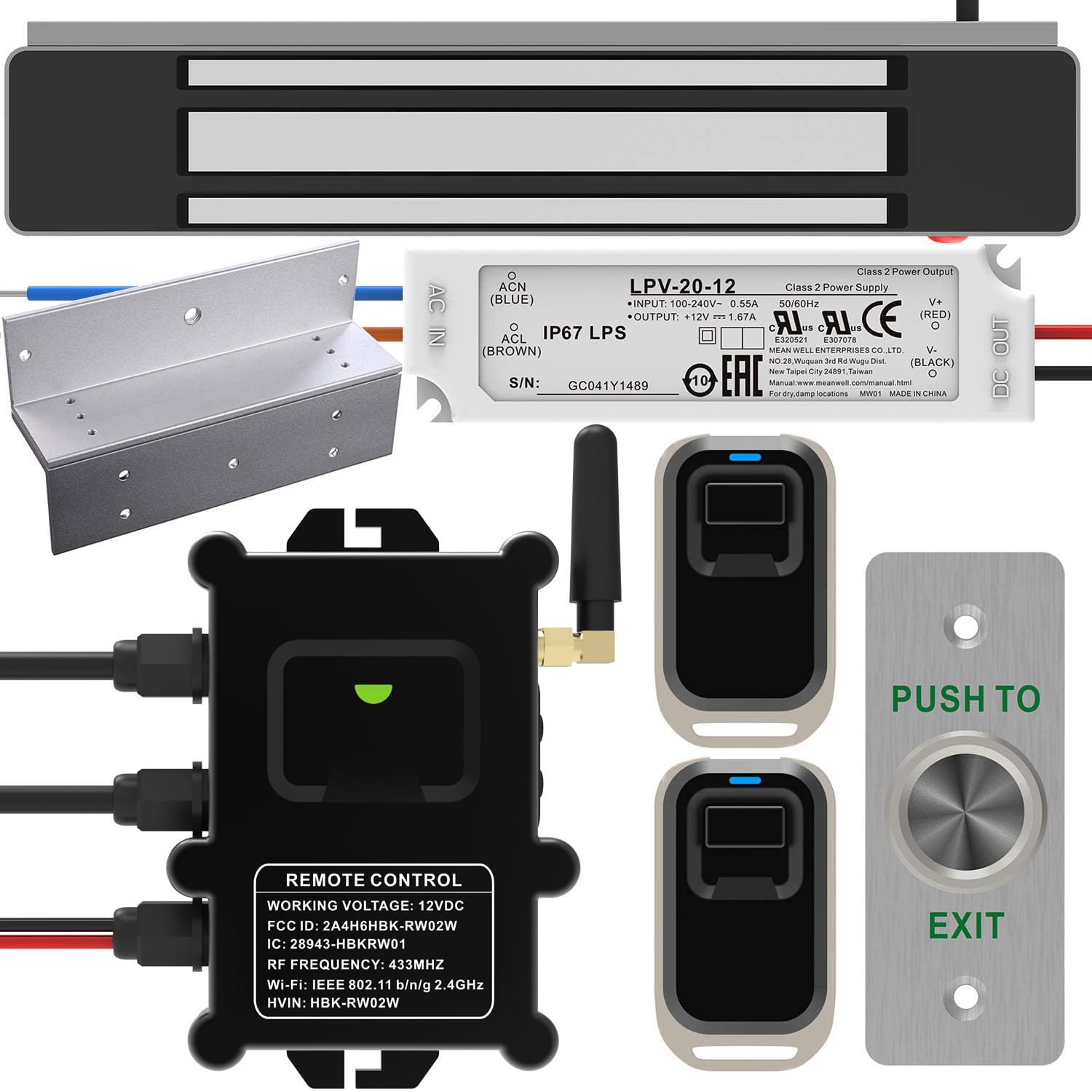 UHPPOTE IP65 Rated Waterproof Outdoor Gate Electric Magnetic Lock Access Control System Kit with Remote Control
