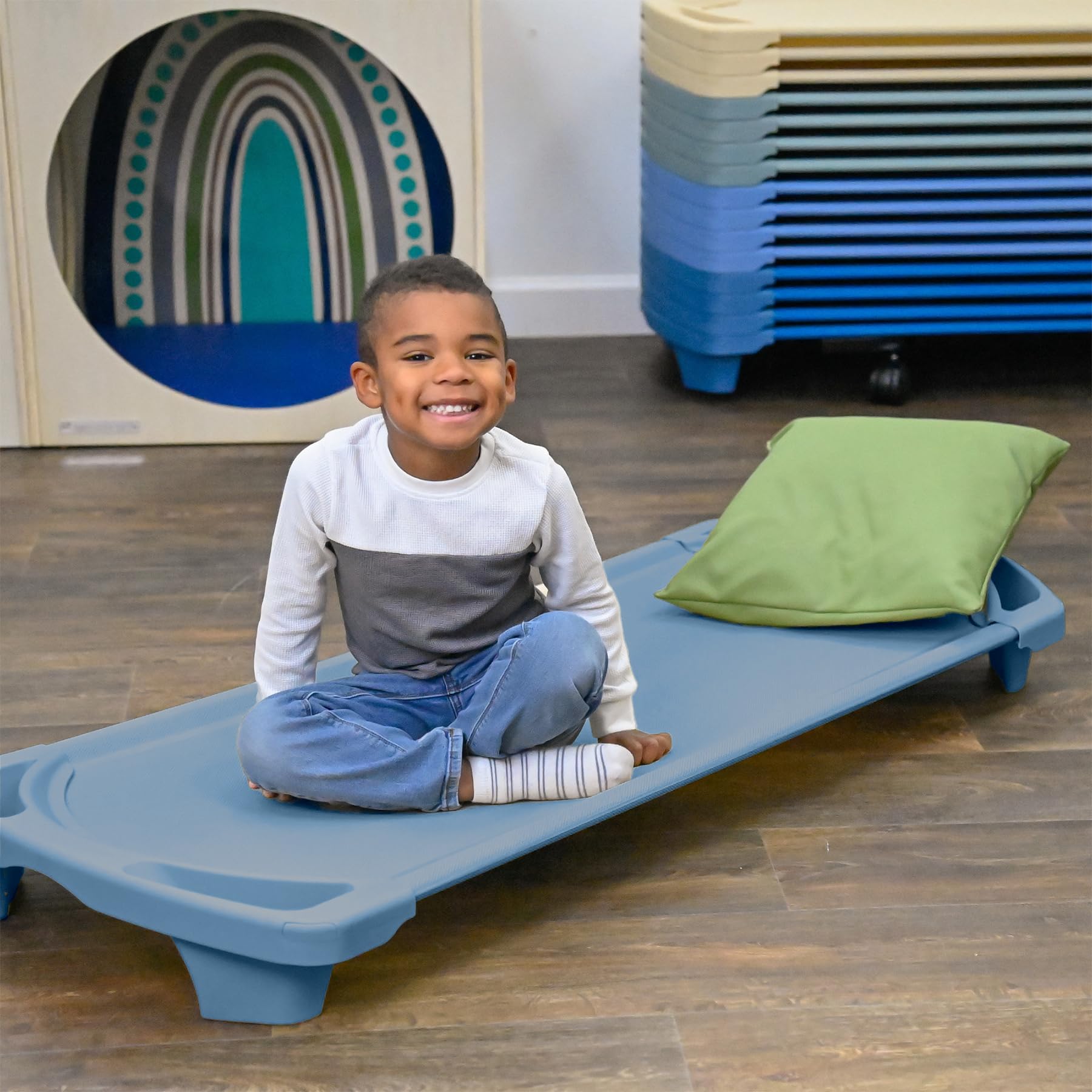 Children’s Factory SpaceLine Nap Cot, Kids Daycare and Preschool Sleeping Cot, Standard Size, Wedgewood