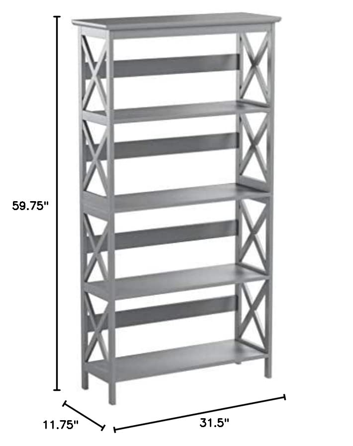 Convenience Concepts Oxford 5 Tier Bookcase, Gray