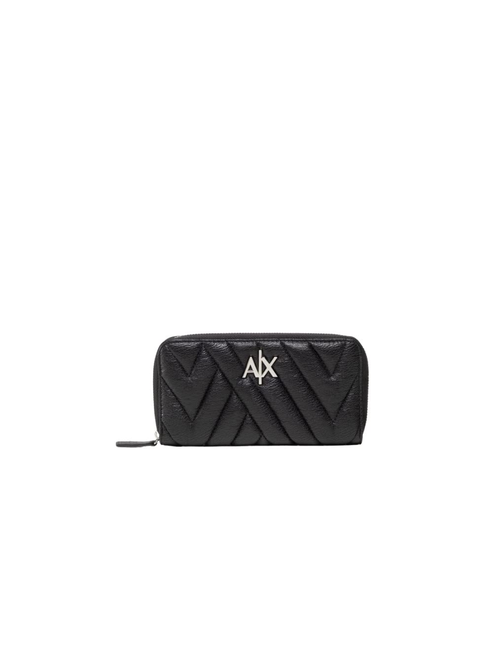 A|X ARMANI EXCHANGE womens Pebble Eco Leather Zip Wallet Wristlet Wrislet bag, Black, One Size US