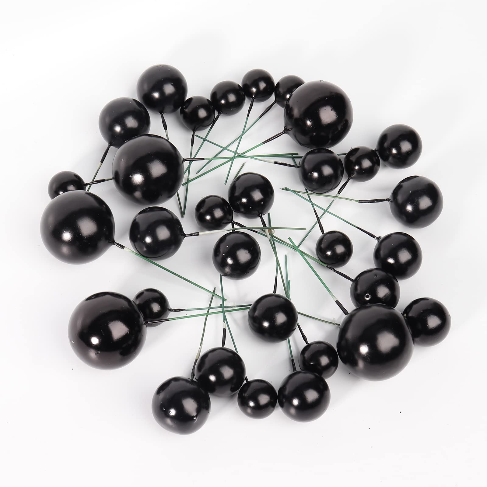 30 PCS Balls Cake Topper DIY Cake Insert Toppers Ball Cake Picks Cupcake Topper for Birthday Party Baby Shower Wedding Cake Decoration(Black)