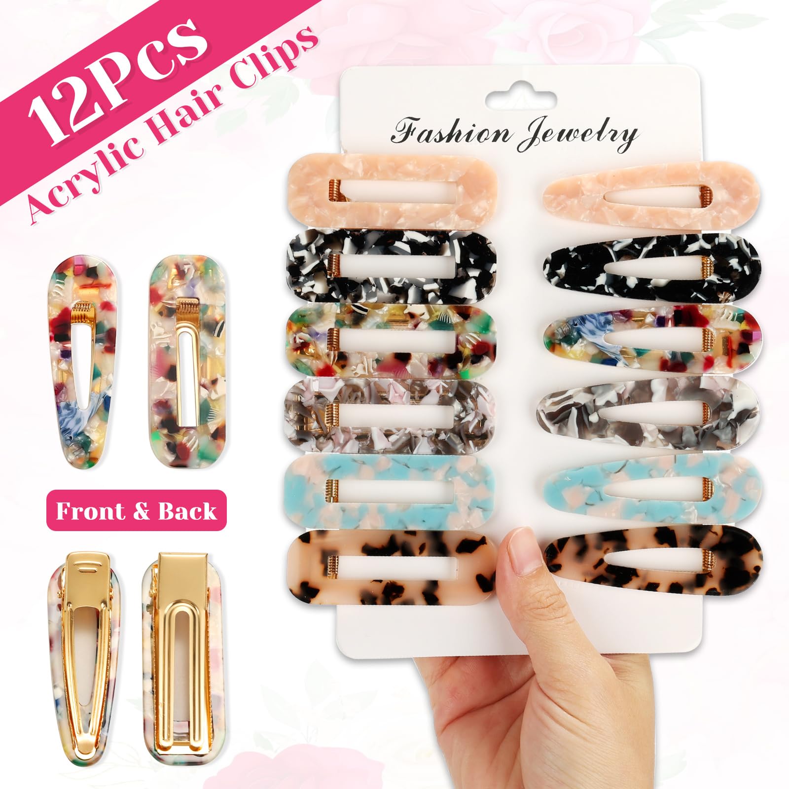 cridoz 12 Pcs Acrylic Resin Hair Barrettes Hair Clips for Women Hair Accessories