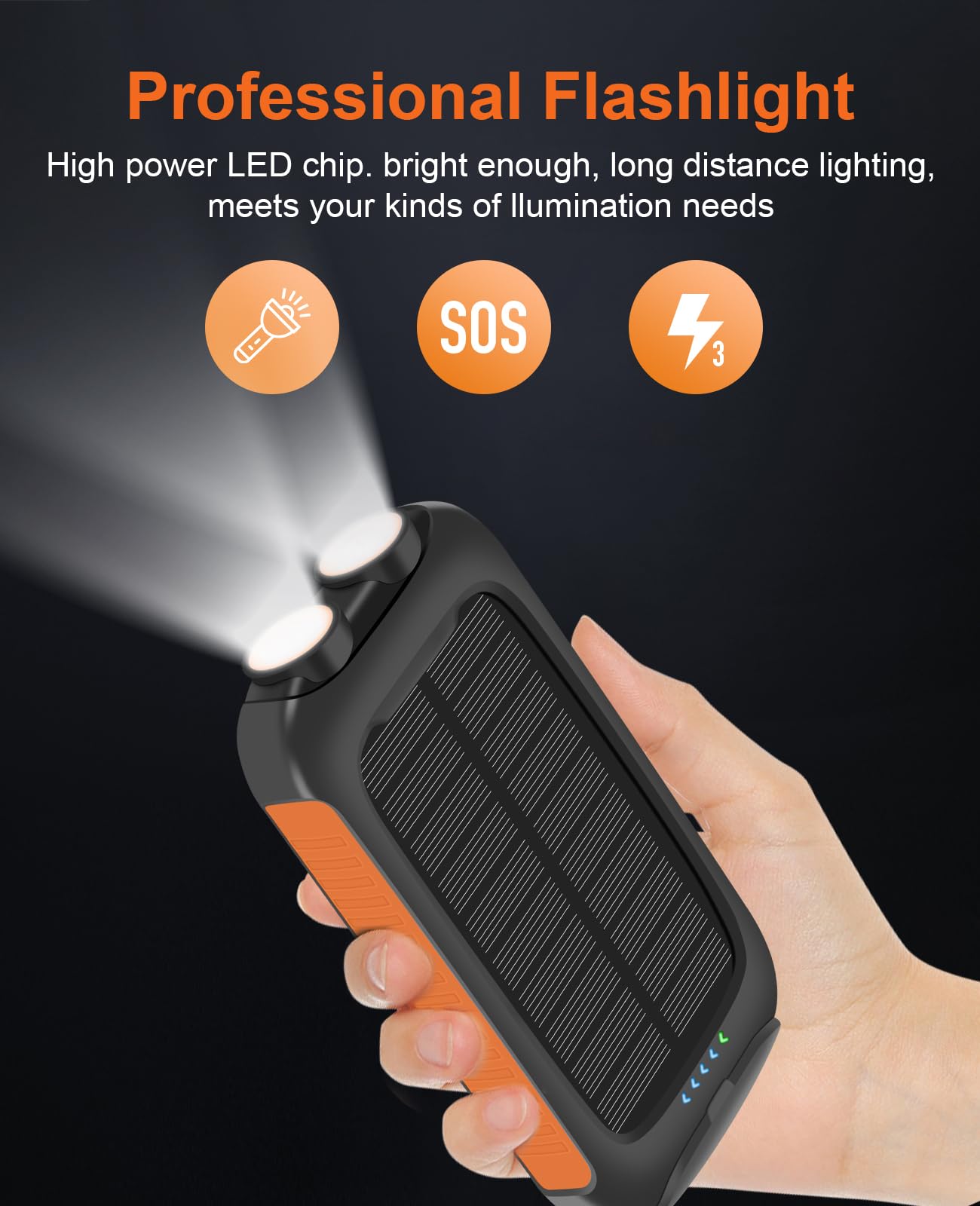 ๐ฎ๐ฌ๐ฎ4 ๐๐ฅ๐๐ง๐๐๐ Solar Power Bank, Solar Charger, 38800mAh Outdoor Portable Charger, External Battery Pack 5V/3.1A Fast Charger Type C Ports with LED Flashlights, Perfect for Travel Camping