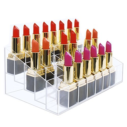 Benbilry Lipstick Holder, 40 Space Acrylic Lipstick Holder Organizer Case Display Rack,40 Slots (in a 8 x 5 Arrangement) Stand Cosmetic Makeup Organizer Lipstick, Brushes, Bottles More