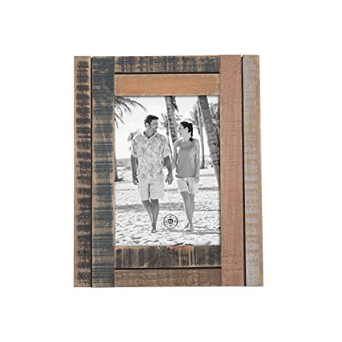 Beachcombers 5"x 7" Wood Seaside Village Photo Frame Picture Holder Nautical Lake Coastal for Wall Shelf or Tabletop Decor Decoration