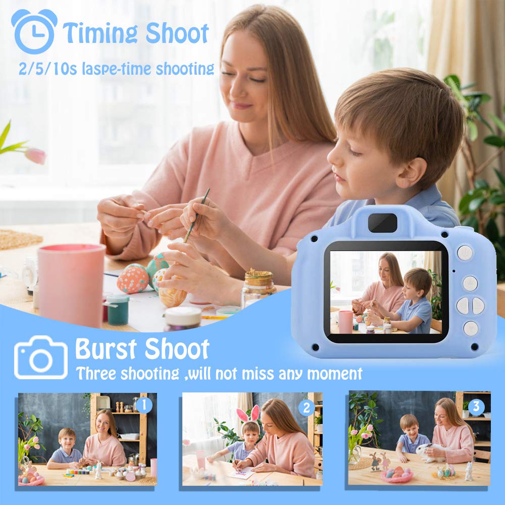 Digital Camera for Kids,hyleton 1080P FHD Kids Digital Video Camera with 2 Inch IPS Screen and 32GB SD Card for 3-10 Years Boys Girls Gift (Light Blue)