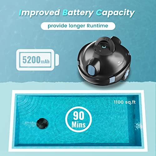 ๐ฎ๐ฌ๐ฎ๐ฏ ๐๐ฅ๐๐ง๐๐๐ TASVAC Cordless Robotic Pool Cleaner, Automatic Pool Vacuum, 90 Mins Runtime, Powerful, Self-Parking, Lightweight, Ideal for Flat Above/In-Ground Pool up to 65 Feet/1100 Sq.Ft