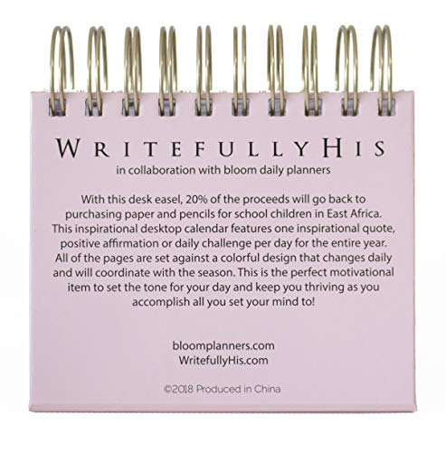 bloom daily planners Undated Perpetual Desk Easel - Religious Inspirational Standing Desktop Flip Calendar - Page a Day - (5.25" x 5.5") "She Believed She Could So She Did" by Writefully His