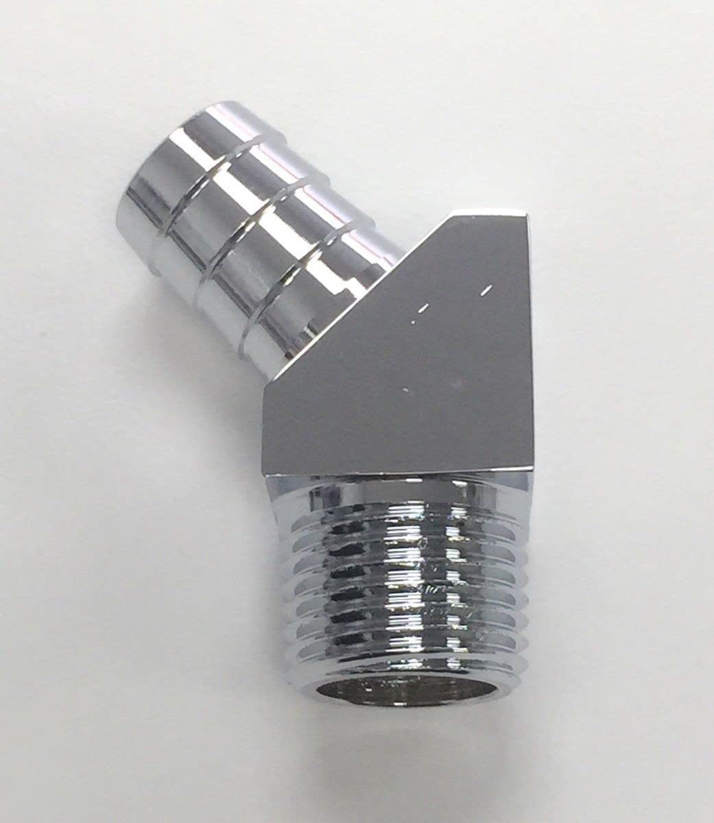 Chrome Aluminum 45 Heater 5/8" Hose Fitting, 1/2 NPT