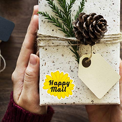 Happy Mail Stickers, Daisy Flowers Small Business Sticker,Cute Happy Mail Packaging for Small Business Packaging Sticker,500 PCS