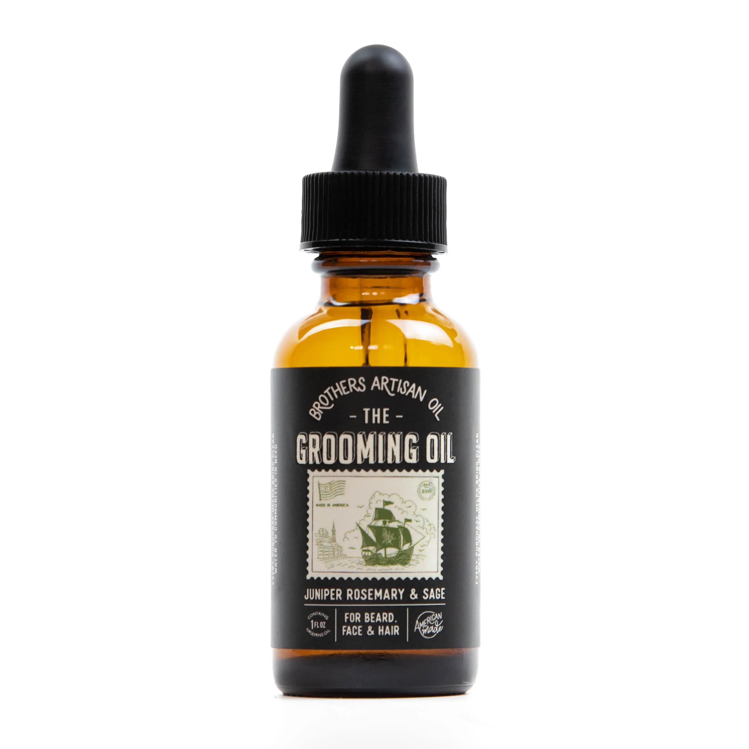 Brothers Artisan Oil: The Grooming Oil - Juniper, Rosemary & Sage | All Natural Soothing & Nourishing | For All Skin Types | Condition Beard | 100% Vegan |