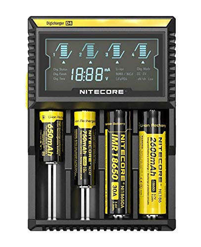 Best Nitecore D4 Charger with Travel Case, Battery Organizer, and Car Charger