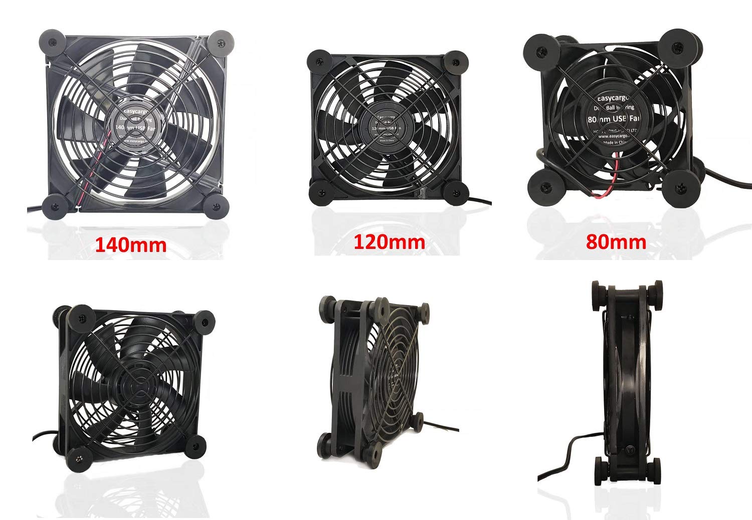 Easycargo Fan Anti Vibration Pads, Fan Damper for Noise Reduction, Silicone Damper for Low Noise Fan 80mm, 92mm, 120mm, 140mm (Black 16-Pack)