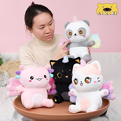AIXINI Cute Caticorn Plush Stuffed Unicorn Cat Animal Plushie 10" Soft Toy with Rainbow Wings for Girls