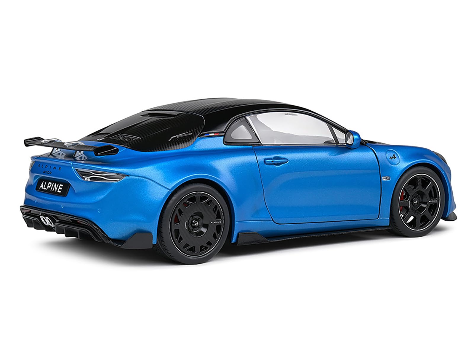 2023 Alpine A100 Radicale Blue Metallic with Carbon Hood and Top 1/18 Diecast Model Car by Solido S1801619