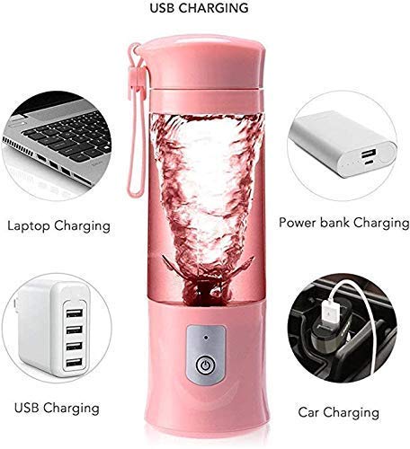 2psc Portable Blender, USB Travel Juice Cup Baby Food Mixing Juicer Machince with Updated 6 Blades with Powerful Motor 4000mAh Rechargeable Battery,13Oz Bottle
