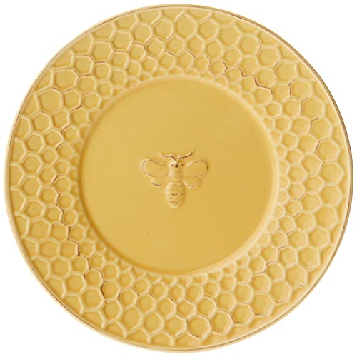 Boston International Embossed Stoneware Plate, 8-Inch Diameter, Honeycomb