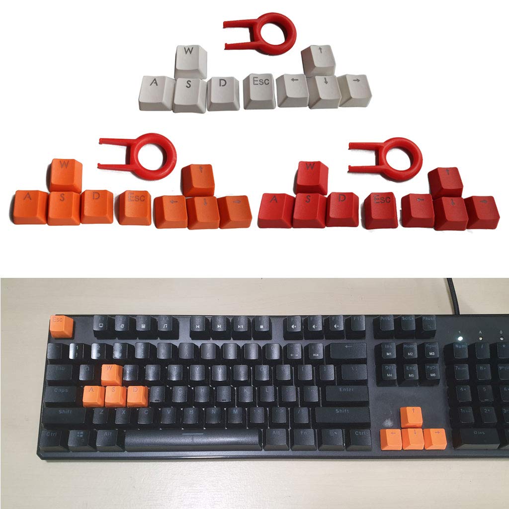 不适用 PBT Keycaps Set - 9 Keys PBT Backlit Keycaps WASDESCDirection Cherry MX Keycaps with Key Cap Puller for MX Switches Backlit Mechanical Gaming Keyboard, Red , one size