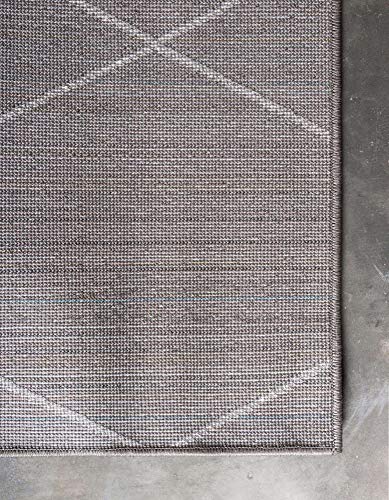 Unique Loom Trellis Frieze Collection Area Rug - Geometric (5' Square, Dark Gray/ Ivory)