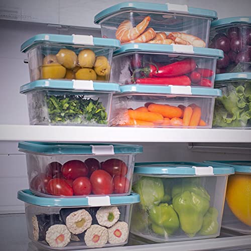 Plastic Food Storage Containers w/attached Lids. Multi sizes Containers. Microwave/Freezer & Dishwasher Safe - Steam Release Valve. BPA/Free (16, Light Blue)