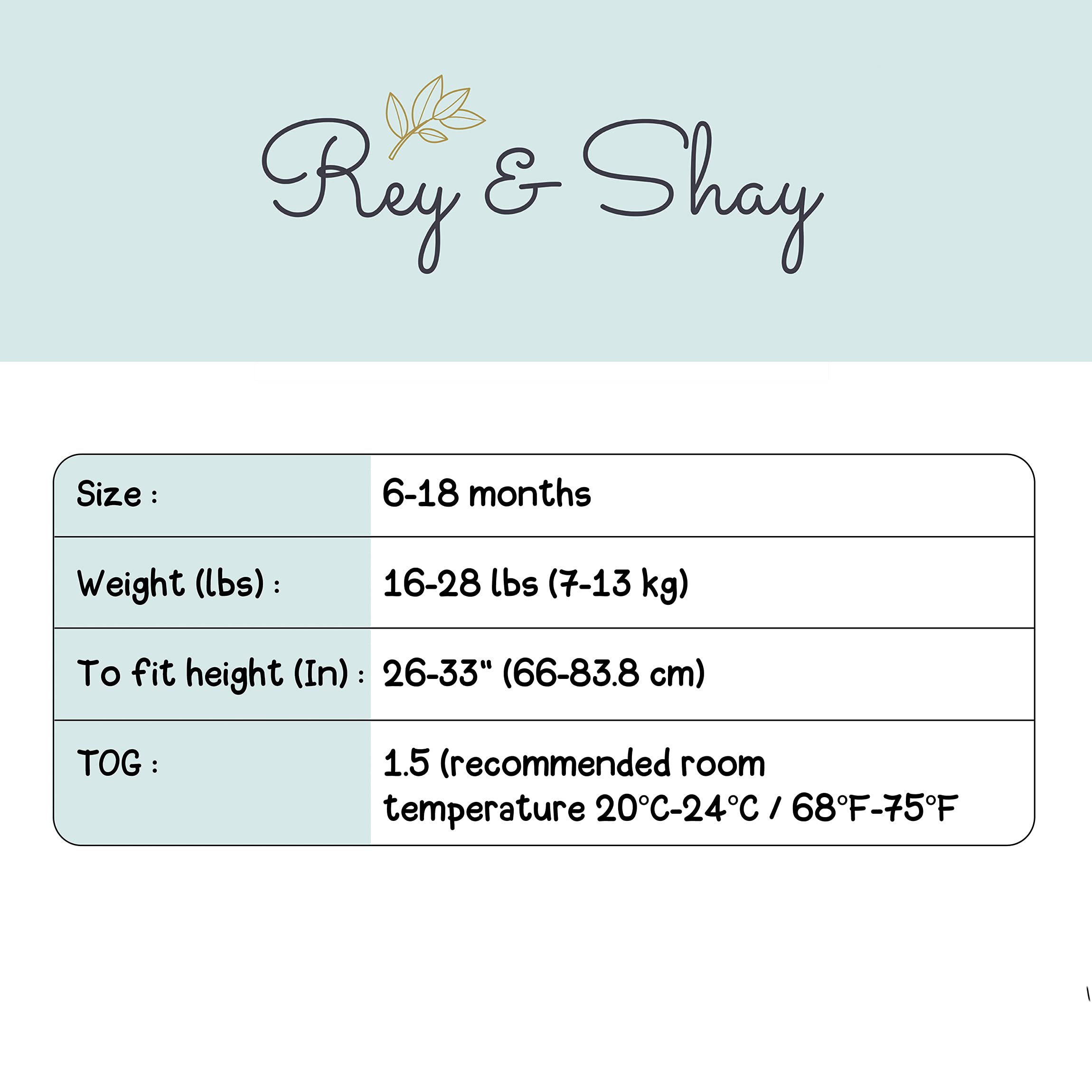 Rey & Shay Sleep Sacks - 100% Cotton Super Soft Baby Wearable Sleeping Bag, 6-18 Month, 1.5 TOG. (Green Koala)