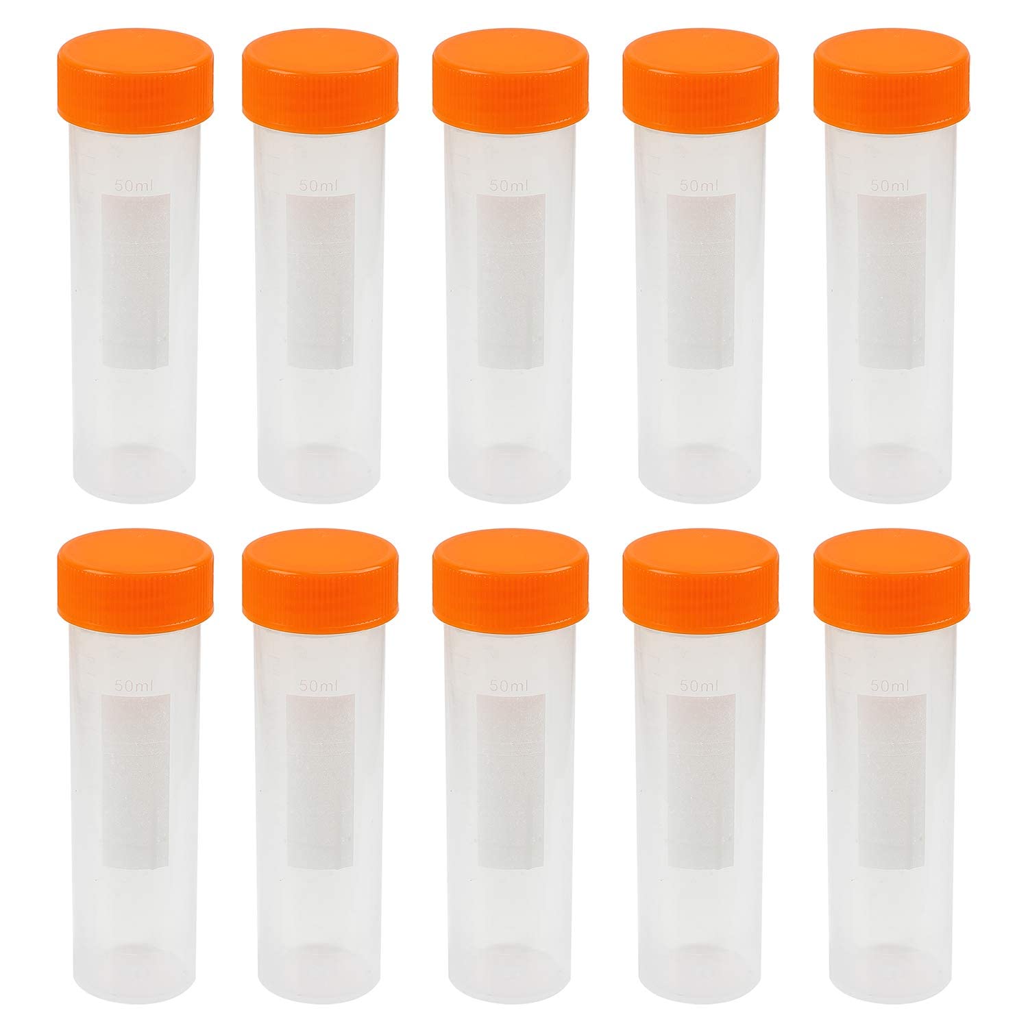 Z-COLOR 10pcs 50ml Plastic Transparent Centrifuge Tube with Scale Plastic Test Tube Free-Standing with Screw Cap