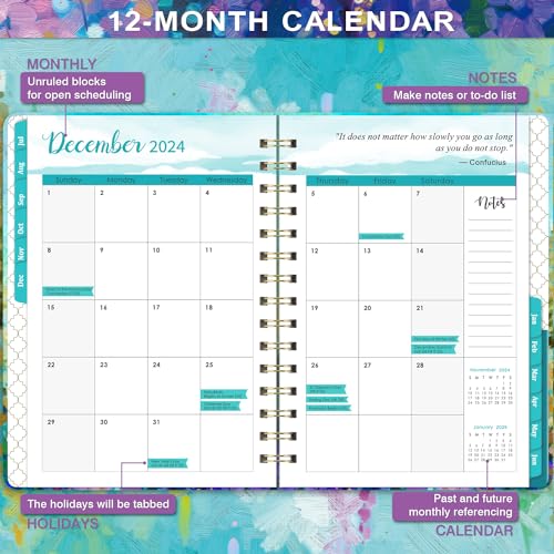 2024-2025 Planner - Planner/Calendar 2024-2025, Jul 2024 - Jun 2025, 2024-2025 Planner Weekly and Monthly with Tabs, 6.3" x 8.4", Hardcover with Back Pocket + Thick Paper - Oil Painting