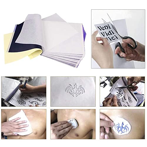 CINRA Tattoo Transfer Paper, 30 Sheets Tattoo Stencil Transfer Paper Tattoo Thermal Stencil Paper 4 Layers 8 1/2" x 11" Tattoo Copy Carbon Tracing Paper for Tattooing, A4 Size