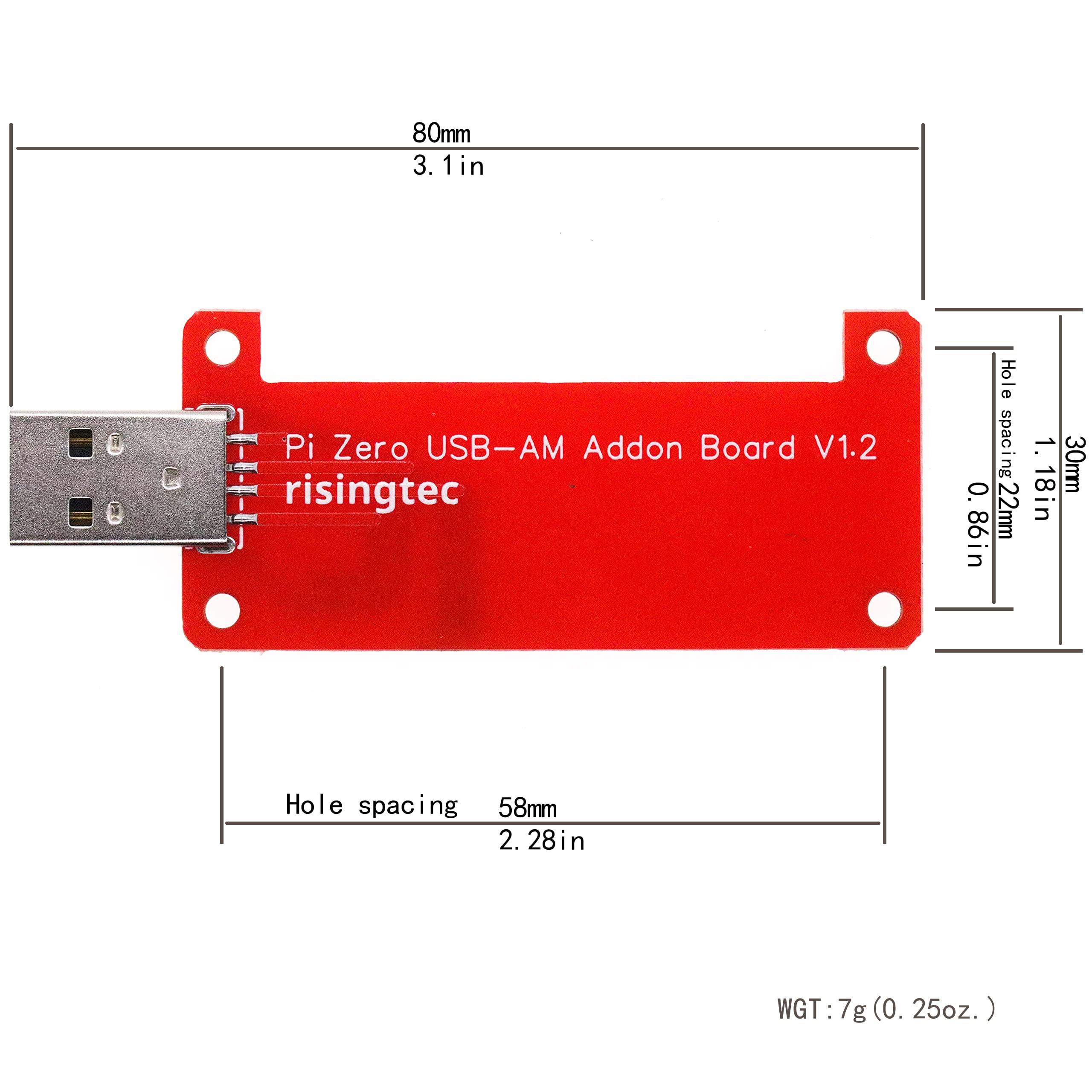 risingsaplings USB Type A Male Connector Dongle Expansion Breakout Board Module Kit for Raspberry Pi Zero/W