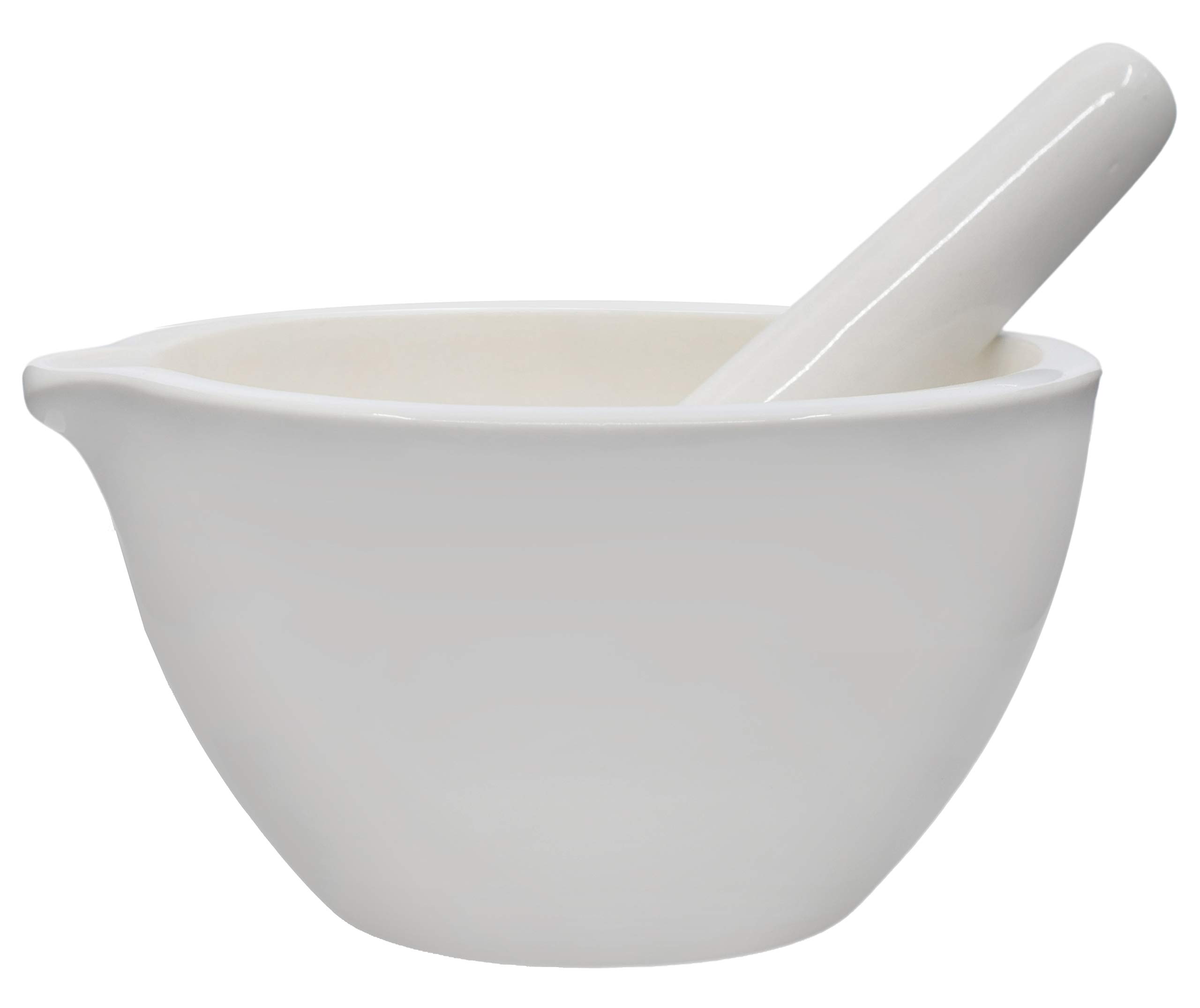 EISCO Porcelain Mortar & Pestle Set, 67oz (2000ml) - Unglazed Grinding Surface - Excellent for Kitchen or Laboratory - Grinds Powdered Chemicals, Herbs & Spices - Pill Crusher - White