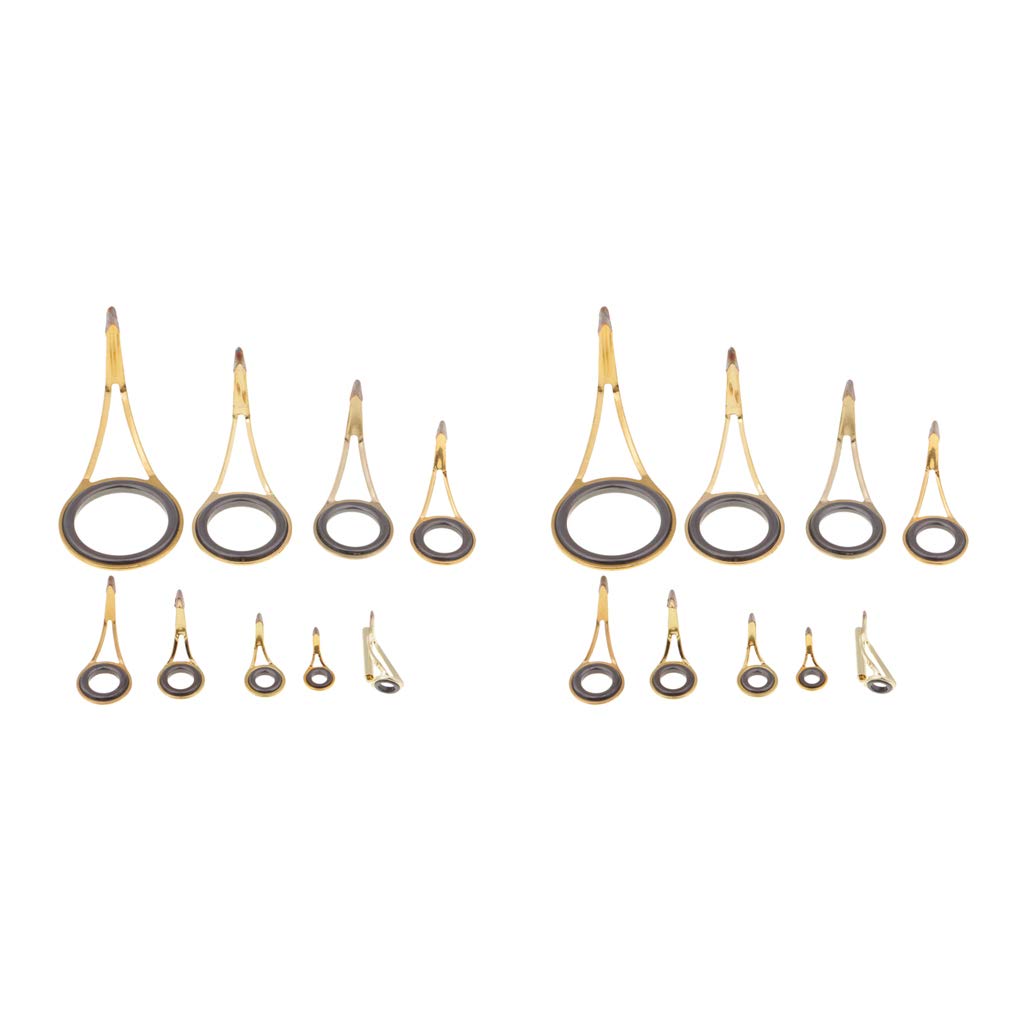 18 Pieces Fishing Rod Guides Tip Set for Rod Building Repair Kit 9 Sizes