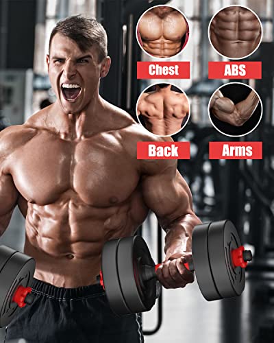 AJUMKER Dumbbells Barbell Set 22LBS 44LBS with Connecting Rod,Dumbbells Barbell Set,Adjustable Dumbbells Set,Adjustable Lifting Training Set for Men Women,Body Workout Home Gym Home Heavy Dumbbells (Type B-Amazon Fulfillment 20LBS)