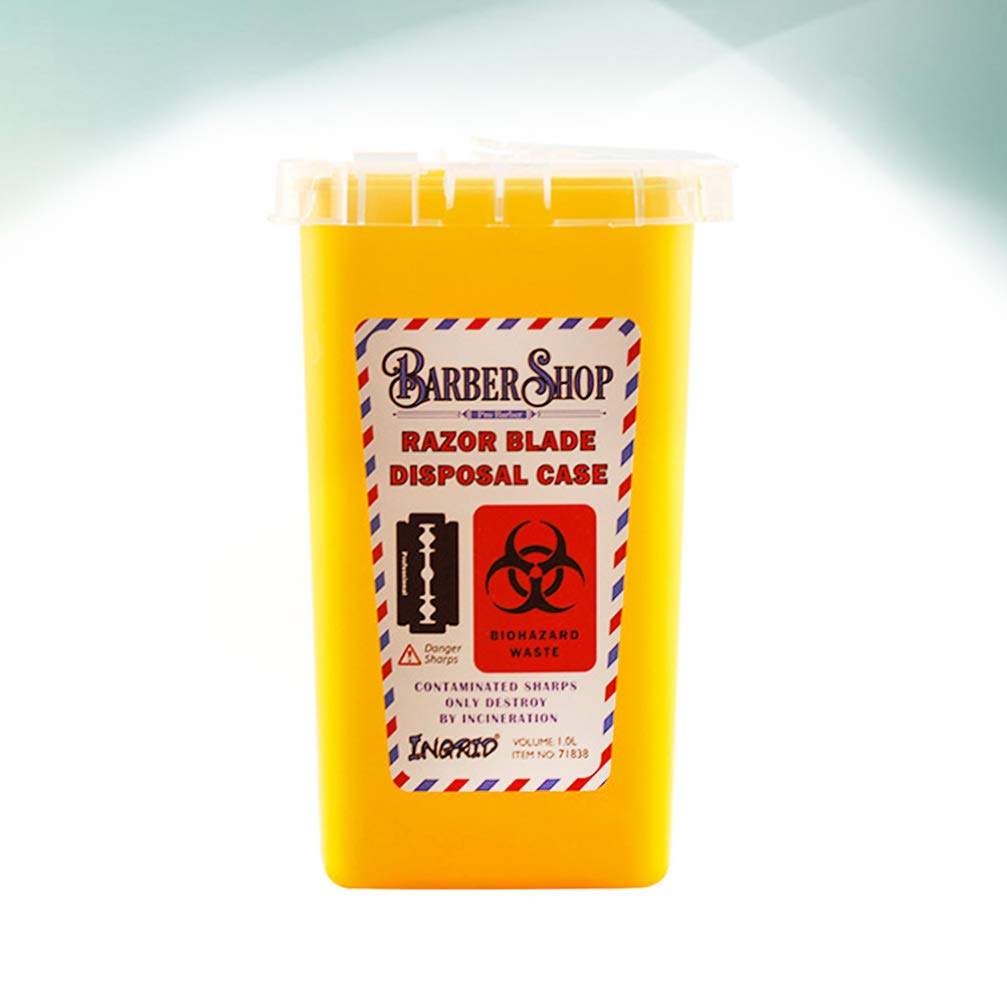 Minkissy Blade Dispenser Case Razor Blade Disposal Case Barber Shop Storage Bank Container for Used Razor Blades Yellow
