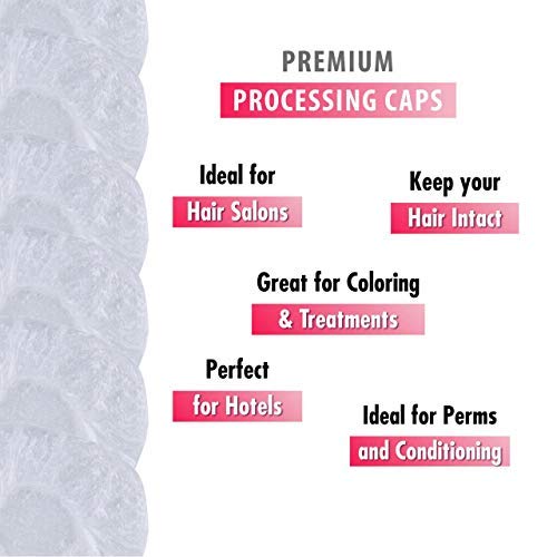 Disposable Hair Plastic Shower Cap - (50 & 100 Pack) Clear Women Shower caps Waterproof Bath Hat Processing Hair Cover for Treatment Spa Hair Salon and Home Use (50 Pack)