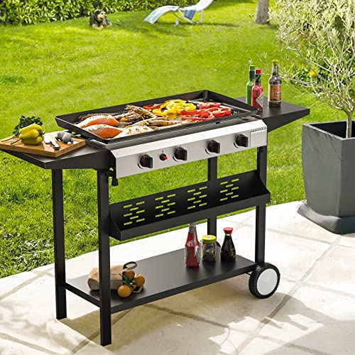 ADREAK 30 Inch 4 Burner BBQ Gas Grill Griddle, Stainless Steel Portable Detachable 40,000 BTU Table Top Propane Barbecue Grill for Camping or Tailgating (Only Griddle)