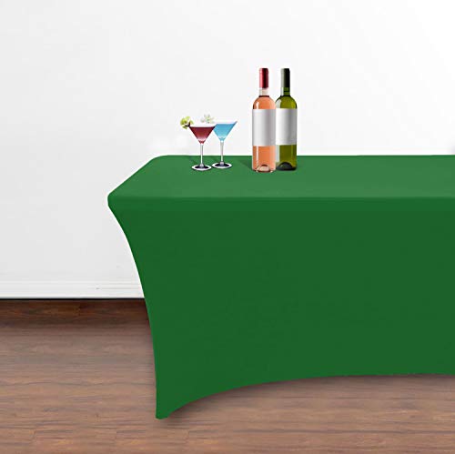 Obstal 6ft Stretch Spandex Table Cover for Standard Folding Tables - Universal Rectangular Fitted Tablecloth Protector for Party (Emerald Green, 72 Length x 30 Width x 30 Height Inches)