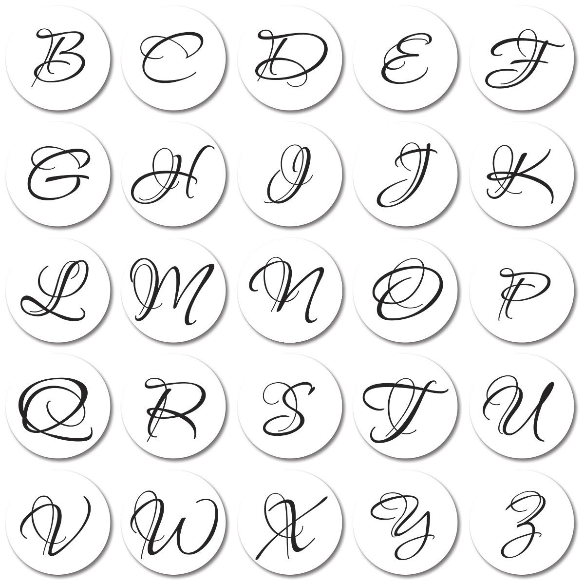 Current Personalized Brush Initial Envelope Seals- Set of 144, 1-1/2 Inch Round Stationery Stickers, Self-Stick, Choose Red, Green, Black or Purple Monogram