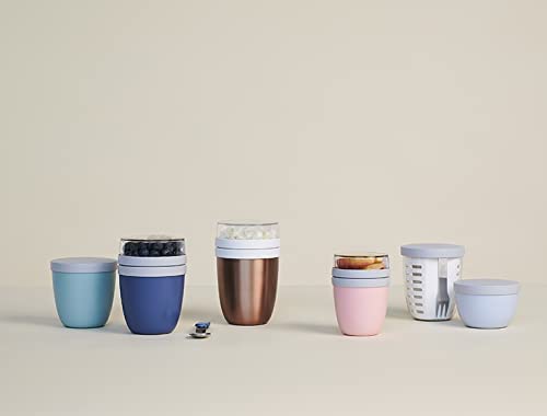 Mepal, Lunchpot Mini with 2 Interchangeable Lids, a Detachable Small Storage Container for Nuts or Fruit, Portable, BPA Free, Nordic Denim, 3.6 inch Diameter, 1 Count