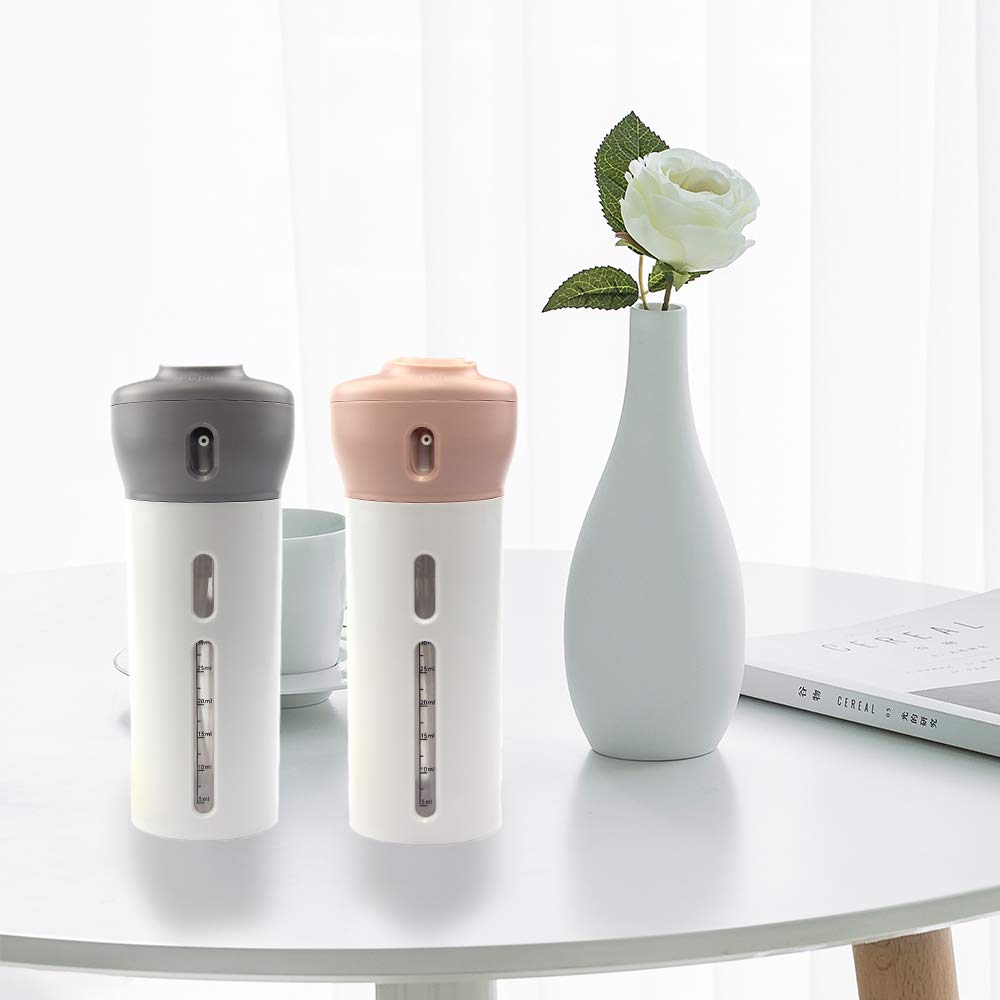 CHIVENIDO 4 in 1 Travel Dispenser, 2 Pack Travel Shampoo and Conditioner Dispenser, Refillable Travel Bottles for Toiletries, Muti Pump Bottle Toiletry Bottles for Traveling