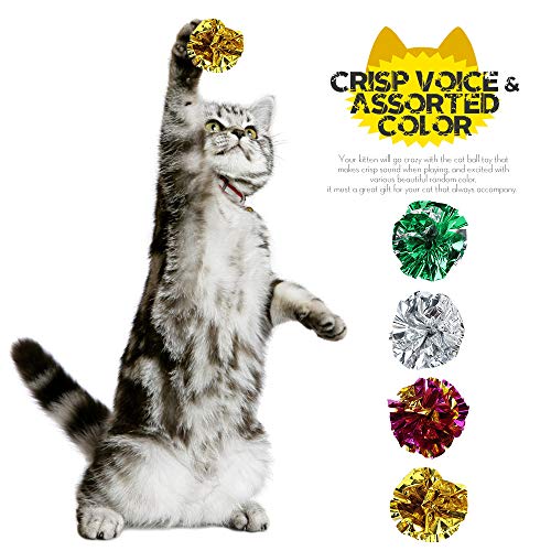 Bestsupplier 25 Pack Crinkle Balls Cat Toys - Original Mylar Crinkle Balls Cat Toys(Random Color)