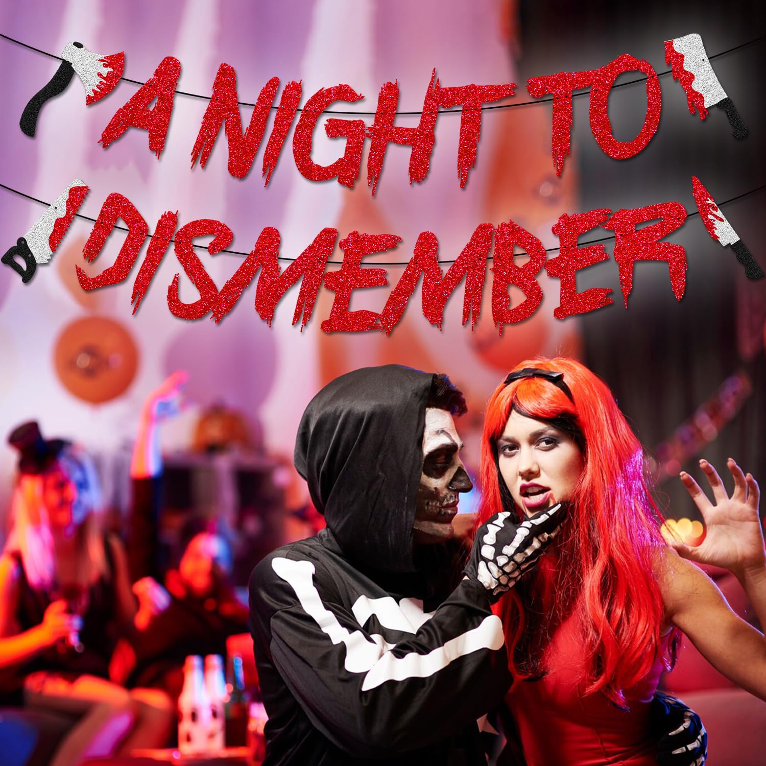 A Night To Dismember Banner Halloween Party Decorations for Haunted House Horror Scary Theme Halloween Have A Killer Party Supplies