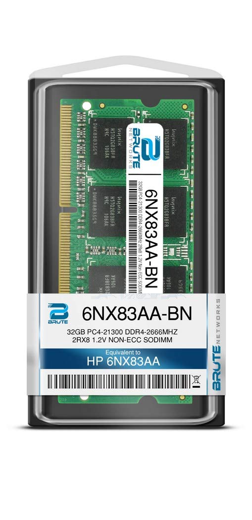 Brute Networks 6NX83AA-BN - 32GB DDR4-2666MHz 2Rx8 Non-ECC SODIMM (Compatible with OEM PN# 6NX83AA)