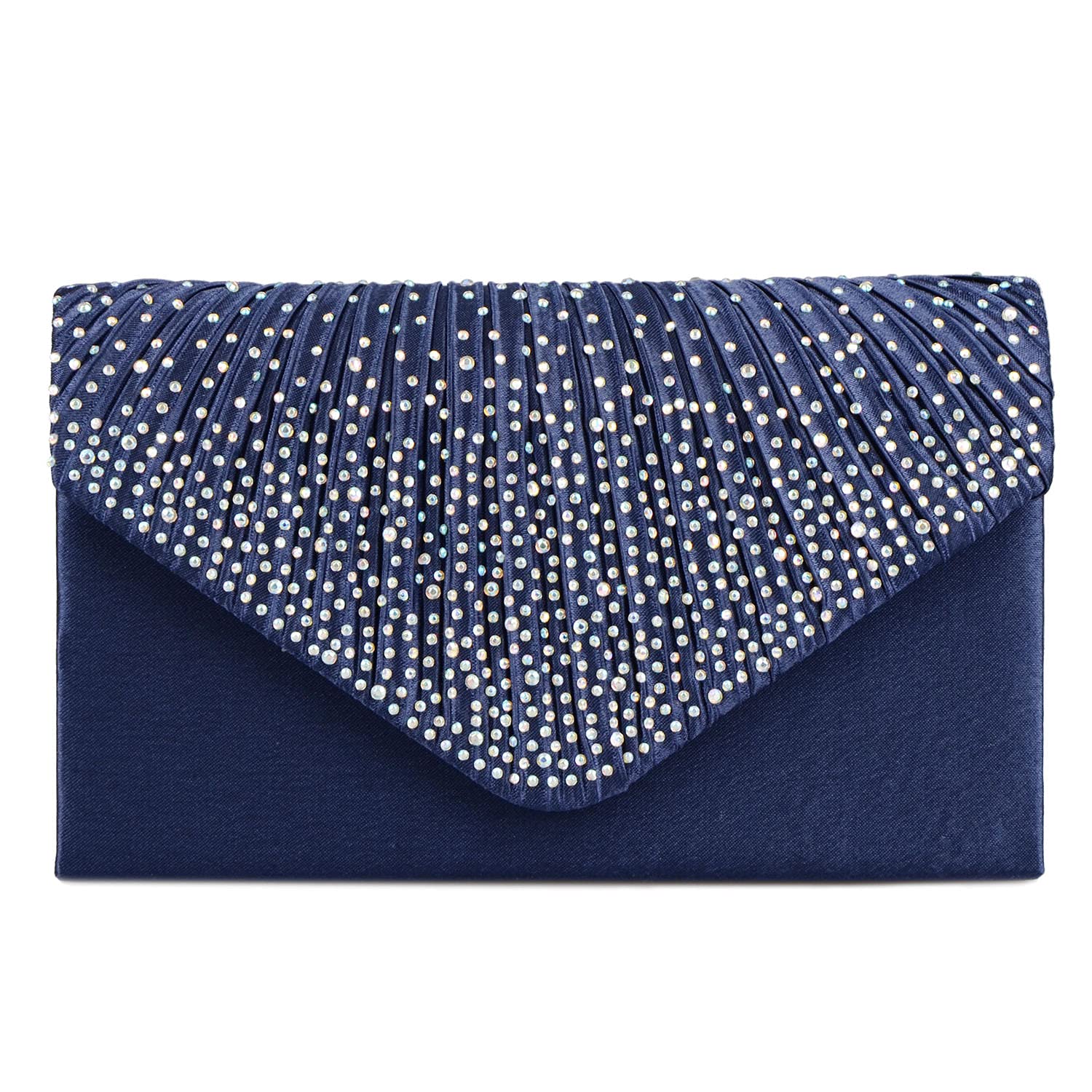 BAGLAMOR Women's Evening Handbags Elegant Envelope Clutch Purse Bag for Wedding Party Prom, Dark Blue