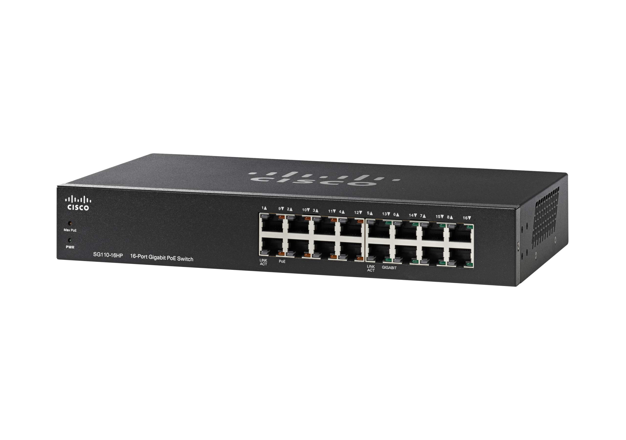 Cisco SG110-24 Desktop Switch with 24 Gigabit Ethernet (GbE) Ports plus 2 Combo mini-GBIC SFP , Limited Lifetime Protection (SG11016HPNA)