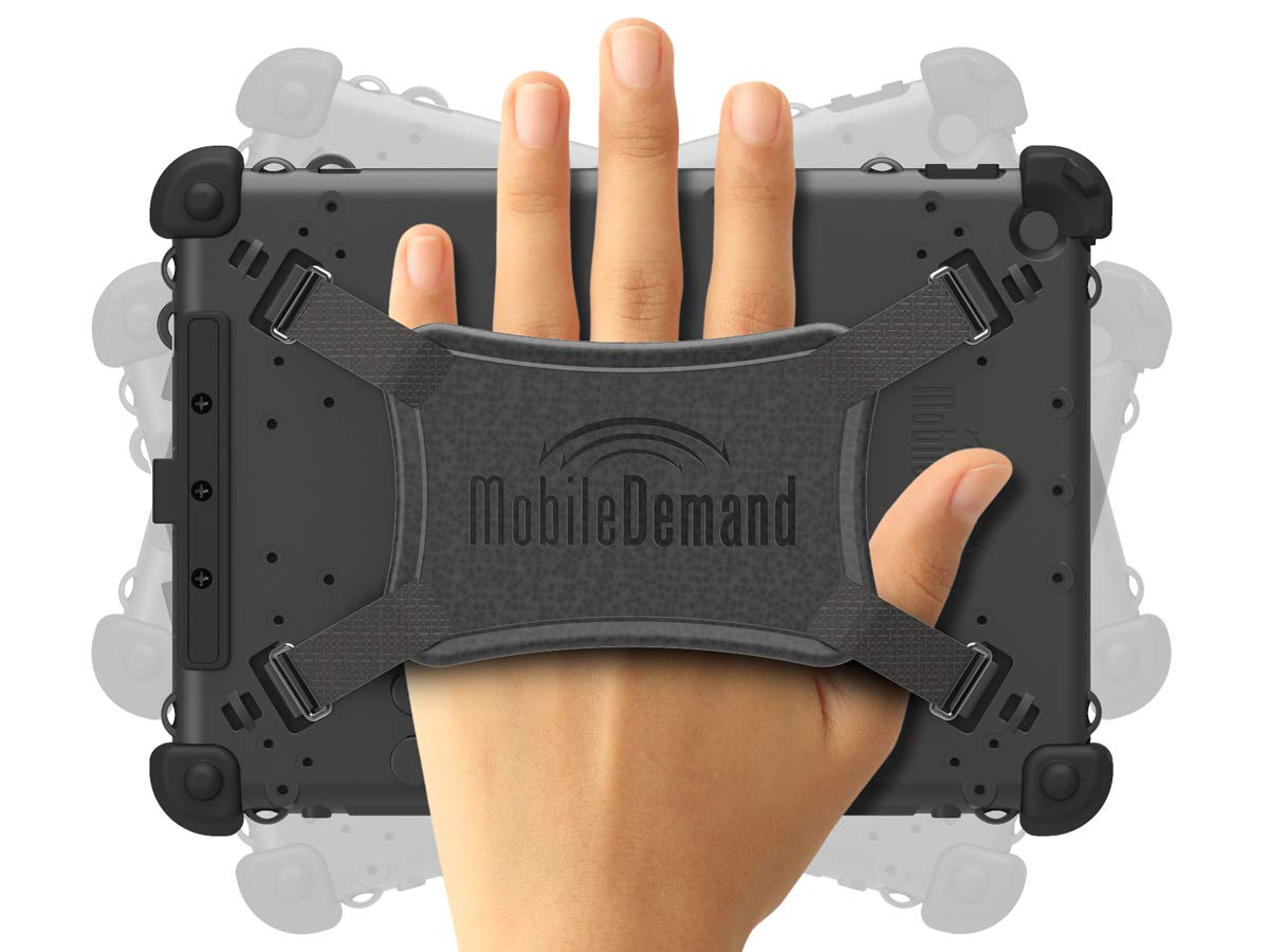 MobileDemand Ultra Rugged Case for iPad 10.2 – Briefcase Handle, Back Hand Strap – Lightning Port Cover – Shock Absorbing Rubber Bumpers, Fully Protective Case – Black – Heavy Duty Tablet Case
