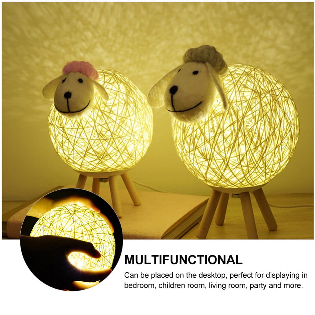 Lamb Night Light Cute Sheep LED Bedside Nursery Lamp Animal Desk Lamp Battery Powered Globe Light Decoration for Birthday Home Dorm Decor Yellow