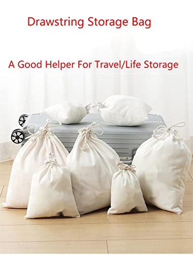 aqtoelca 2 Pack Multifunctional Canvas Drawstring Bags 13 x 18 inch Reusable Eco-Friendly Bread Bags Food Storage Bags Home Travel Sorting Organizer Drawstring Pockets Dust Bags