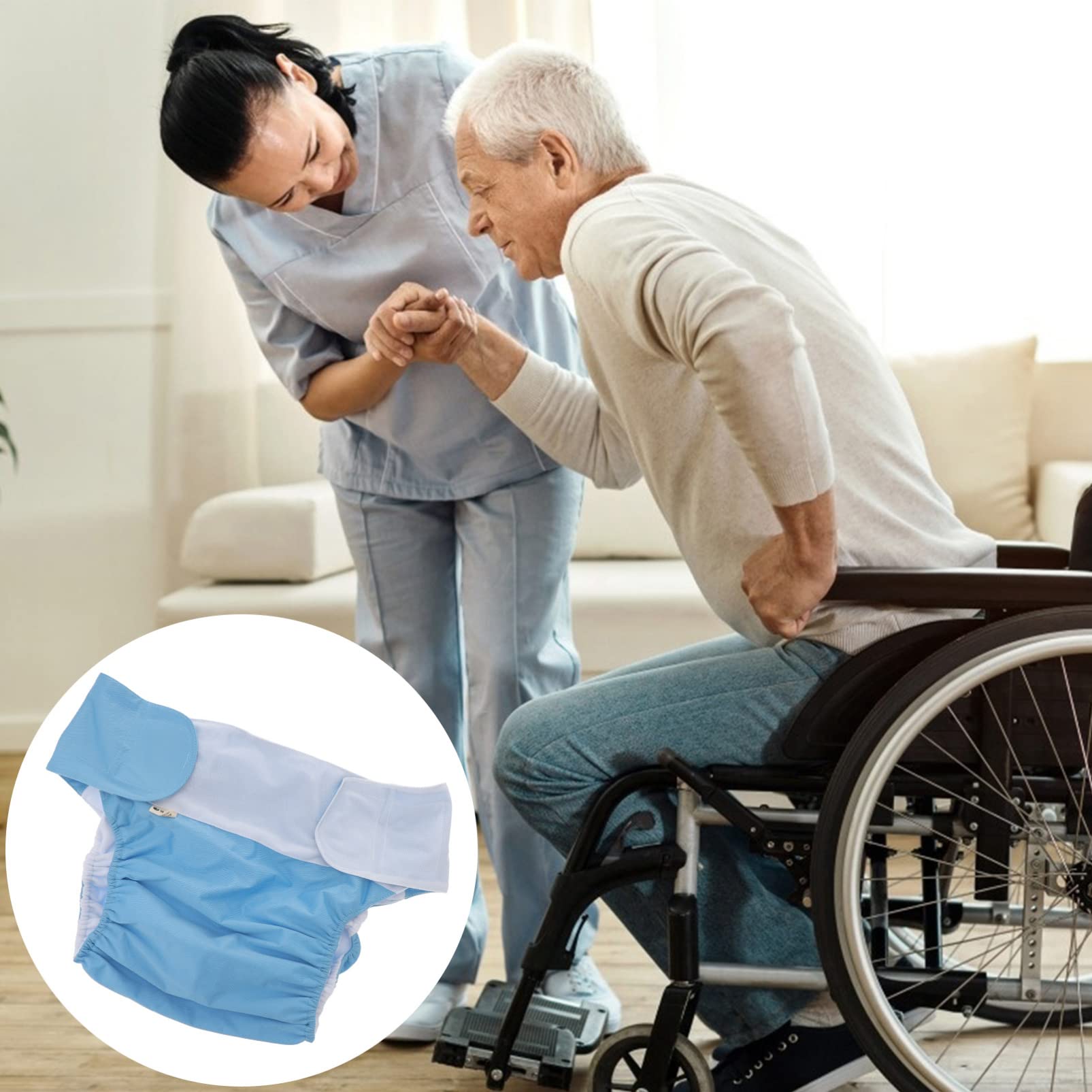 2pcs Seniors Women Men Diapers Covers Wraps Quality Sky Leakfree Nappy Polyester Washable Pee Breathable for Adults Bariatric Patients Bed Elderly Suits Overnight Diaper