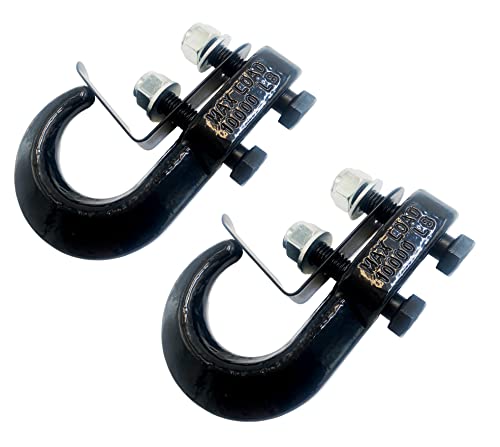 HOUERT Tow Hook Universal Recovery Steel Safety Latch J Hooks Towing Heavy Duty Tow Hook Apply to Suvs Motorbike Traction10,000 lbs Capacity Black (2 Pack)